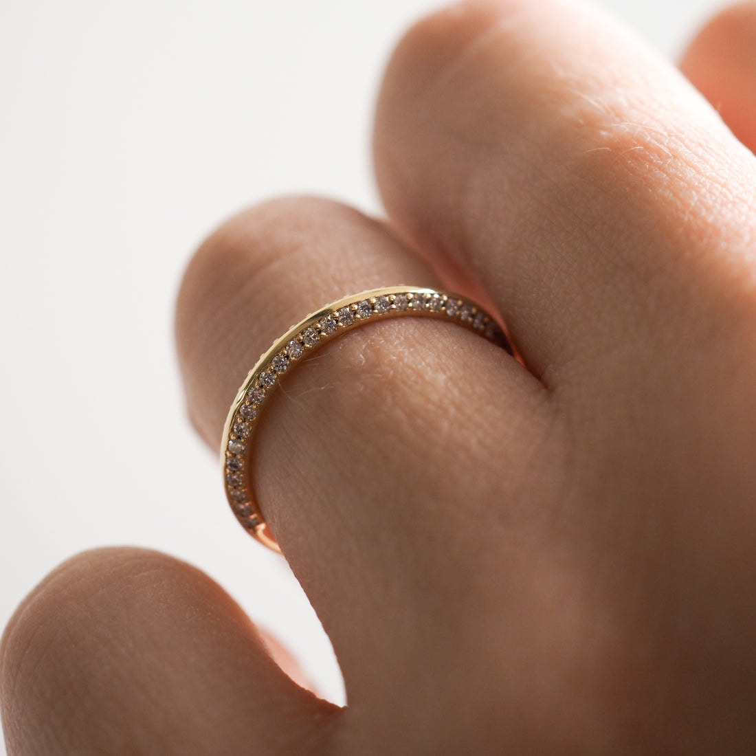 Knife Edge Diamond Ring | Round Stacking Ring with Pavé Diamond Knife – Kate & Kole