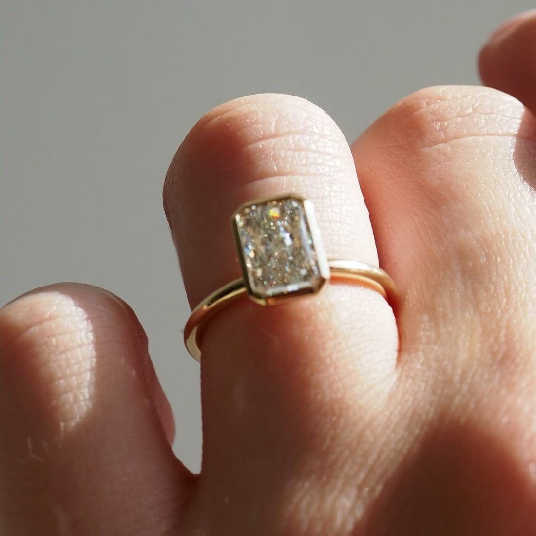 Rya | Radiant Bezel Solitaire Lab-Grown Diamond Engagement Ring – Kate ...